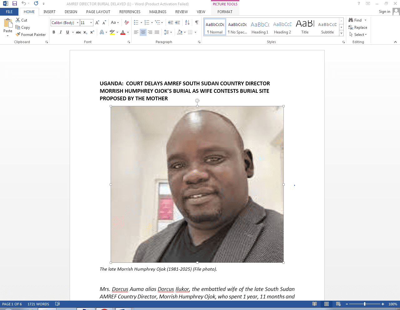 UGANDA:WIFE CONTESTS BURIAL SITE PROPOSED BY THE MOTHER OF THE COUNTY ...